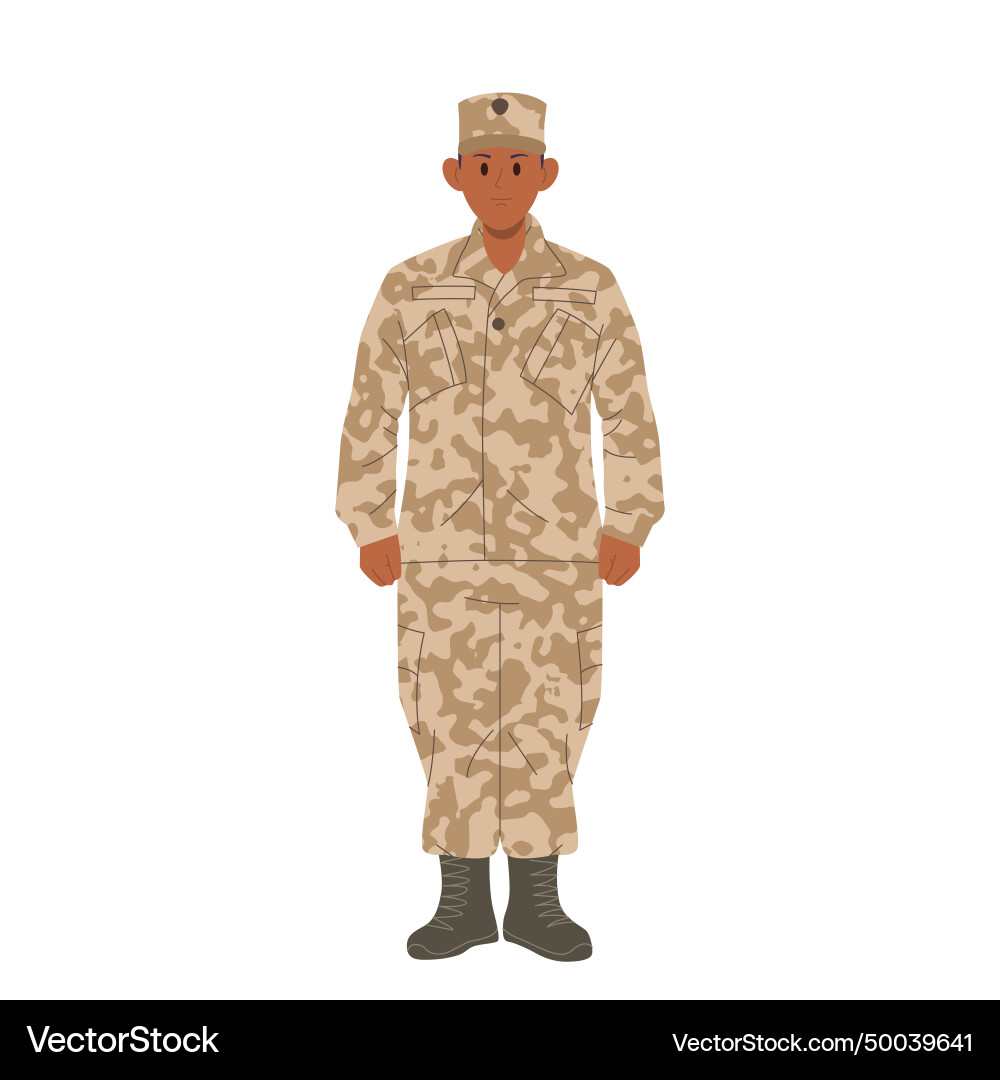 Brave serious man sergeant cartoon character Vector Image
