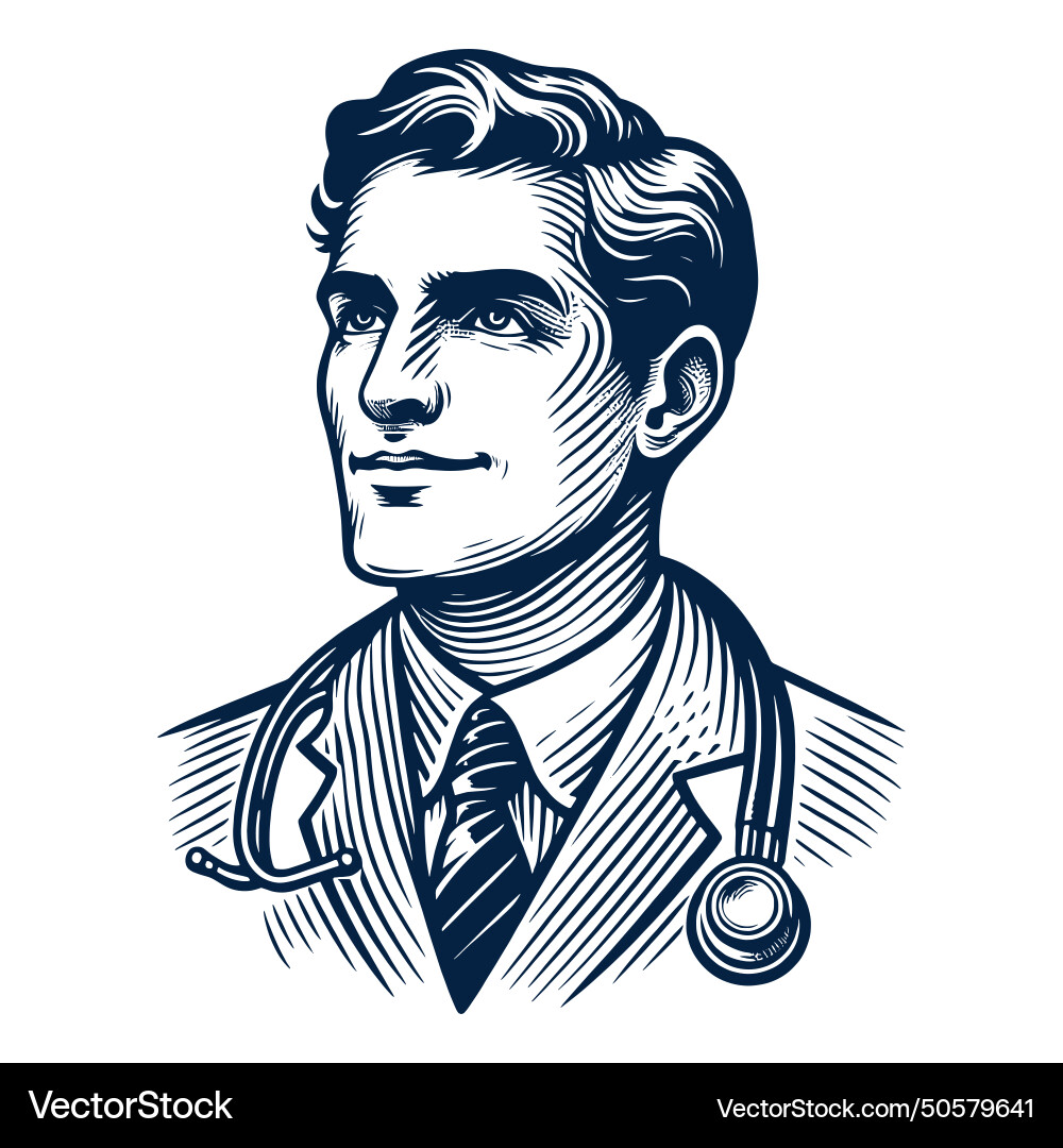 Confident doctor with stethoscope portrait Vector Image