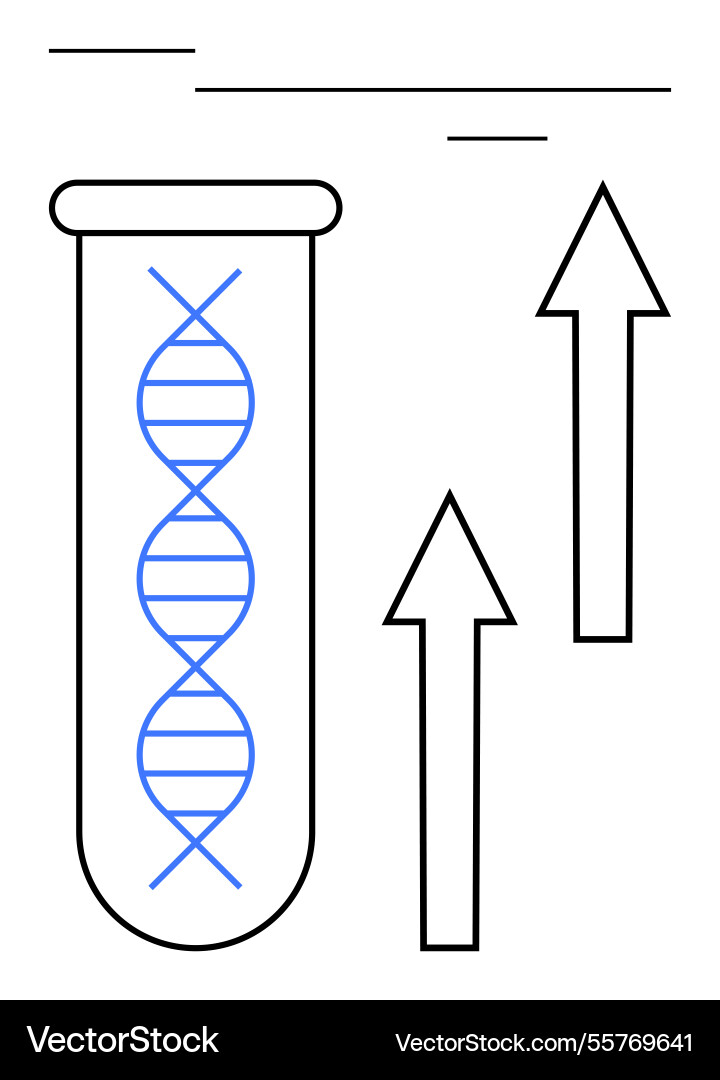 Dna helix inside test tube with upward arrows Vector Image