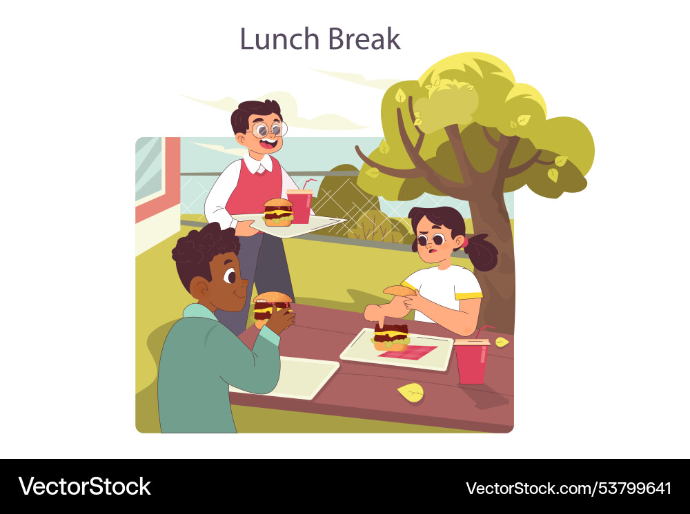 Grundschulstudenten essen Mittagessen Lizenzfreier Vektor