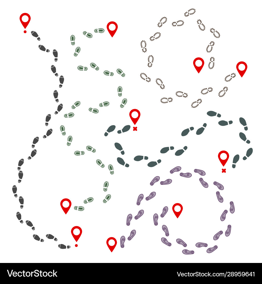 Footprint map marks Royalty Free Vector Image - VectorStock