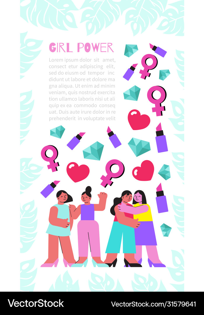 Girl power vertical banner Royalty Free Vector Image