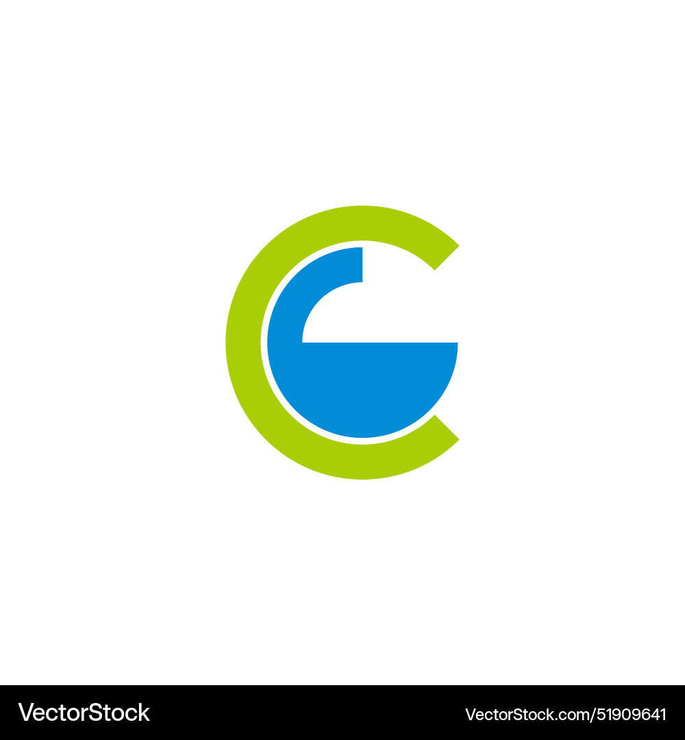 Letter cg blue green simple geometric logo Vector Image