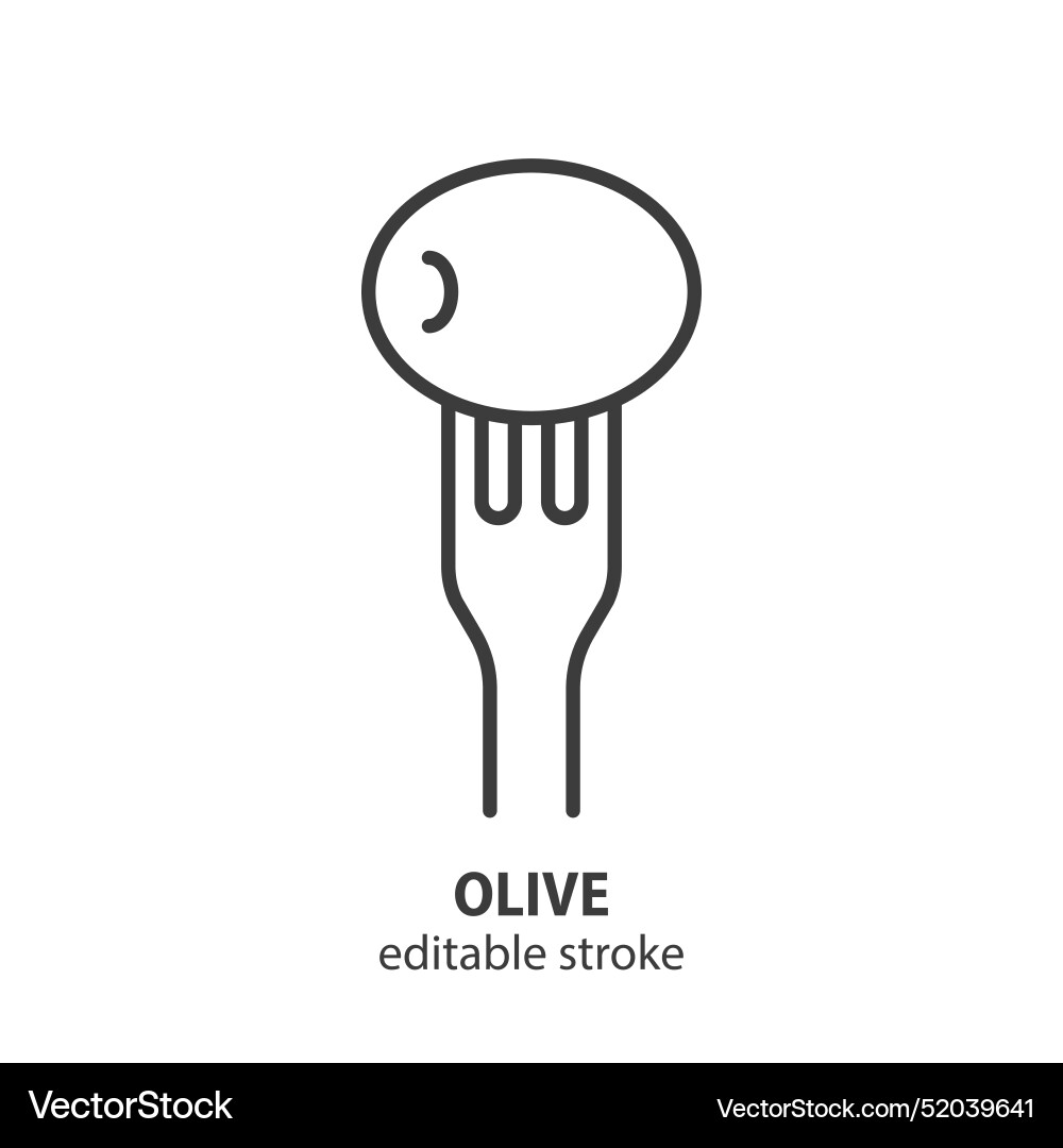Olive with fork line icon symbol oil Royalty Free Vector