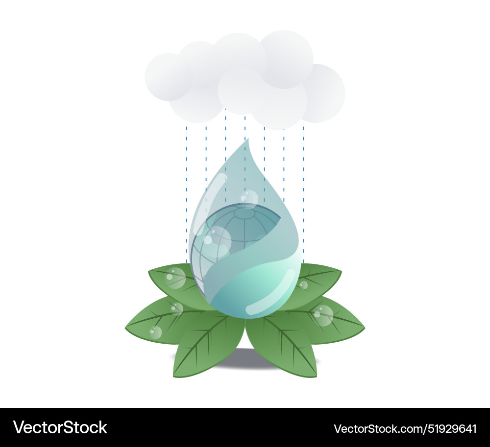 Precipitation watering the earth flat Royalty Free Vector