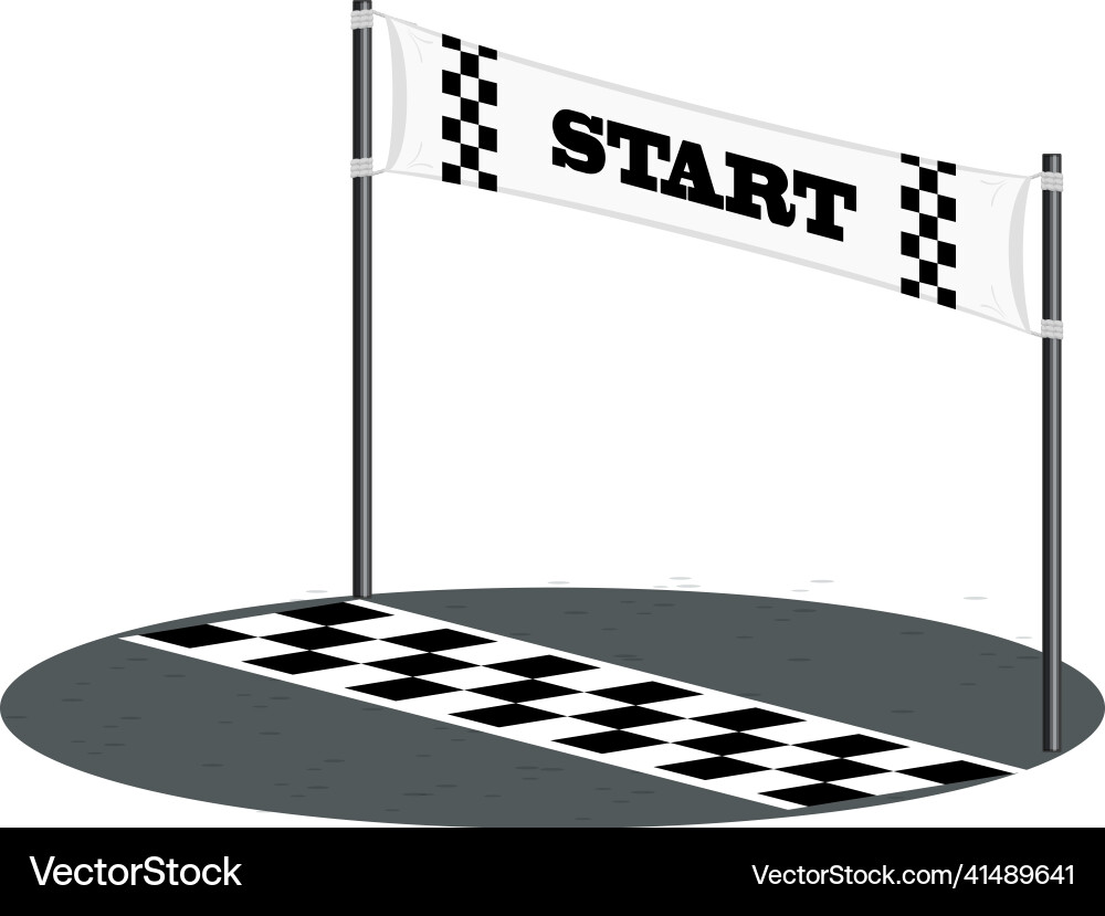 Race line with start banner isolated Royalty Free Vector