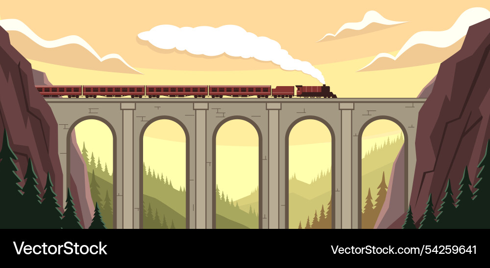 Railway bridge in mountains arched stone Vector Image