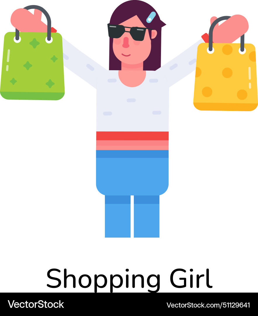 Shopping girl Royalty Free Vector Image - VectorStock