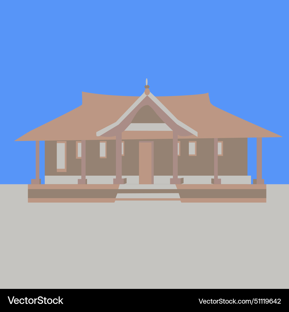 An indian one-story house Royalty Free Vector Image