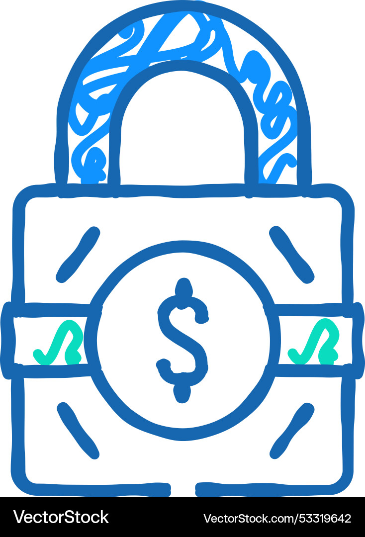 Business padlock icon doodle Royalty Free Vector Image