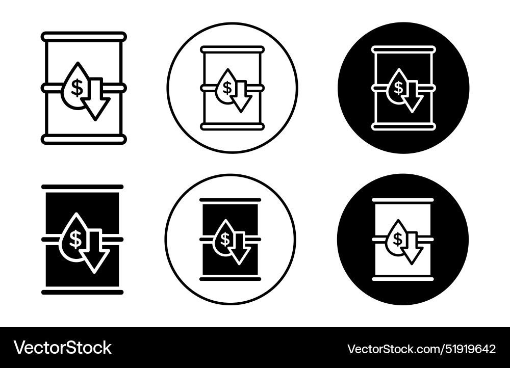 Crude oil price decrease icon collection Vector Image