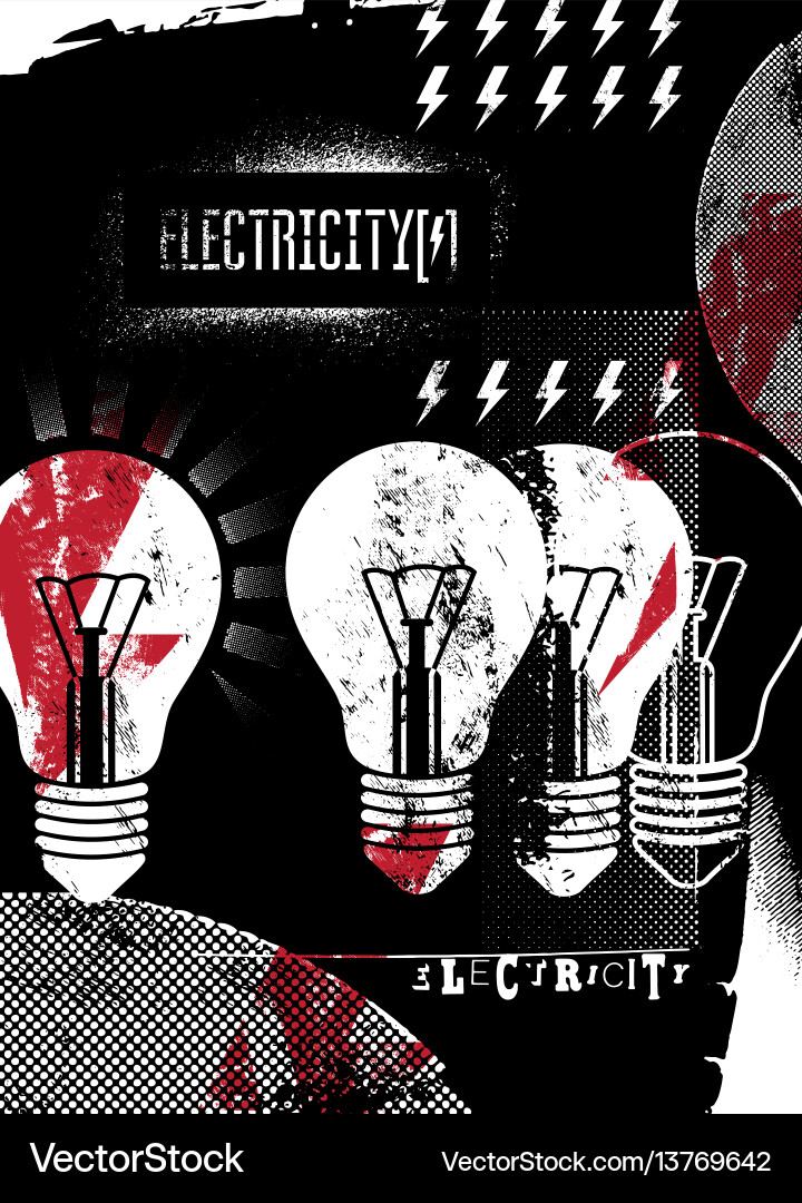 Electricity retro grunge poster Royalty Free Vector Image