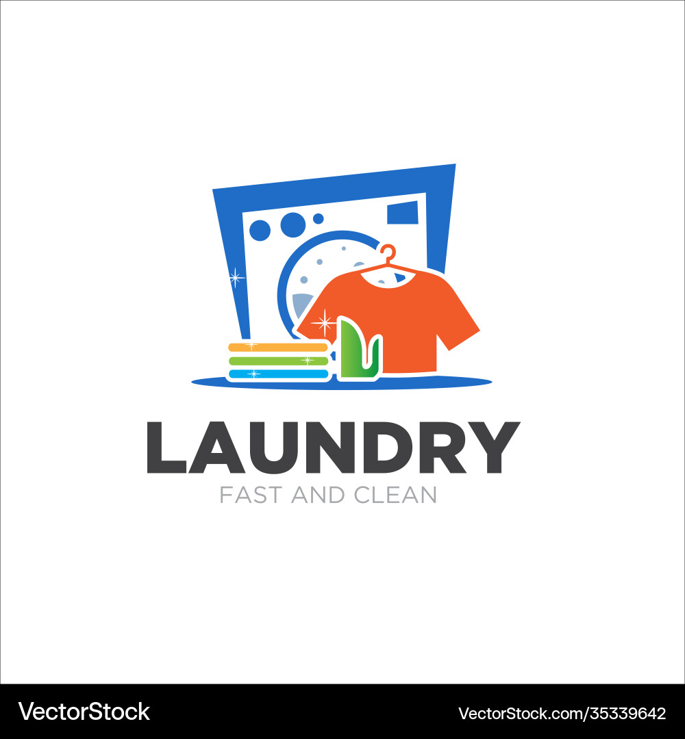 Laundry logo designs simple modern fast and clean Vector Image