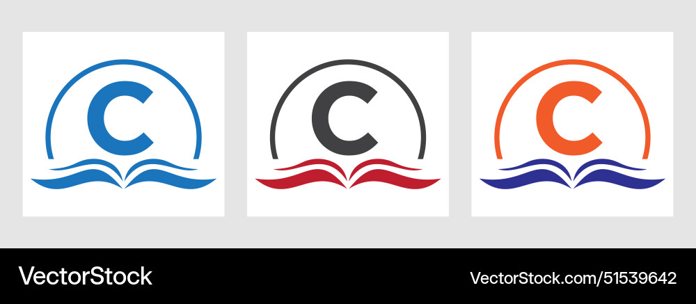 Letter c education logo book concept training Vector Image