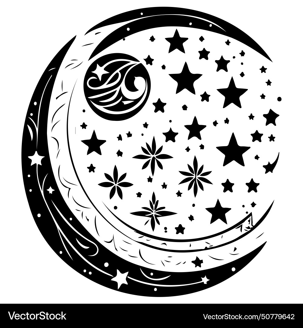 Moon star ramadan arabic islamic sketch draw Vector Image