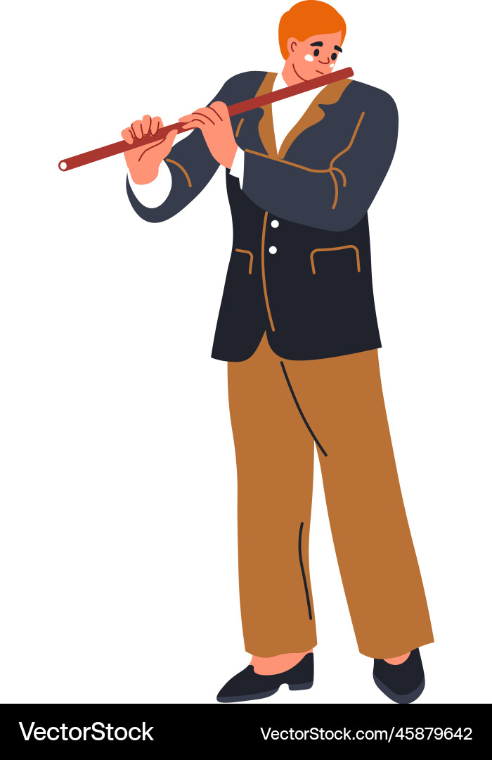 Musician playing on flute musical performance Vector Image