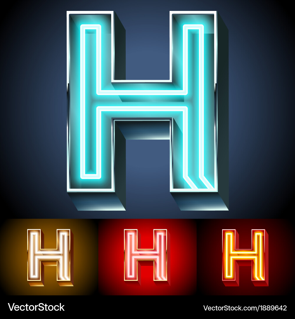 Realistic neon tube alphabet for light board Vector Image