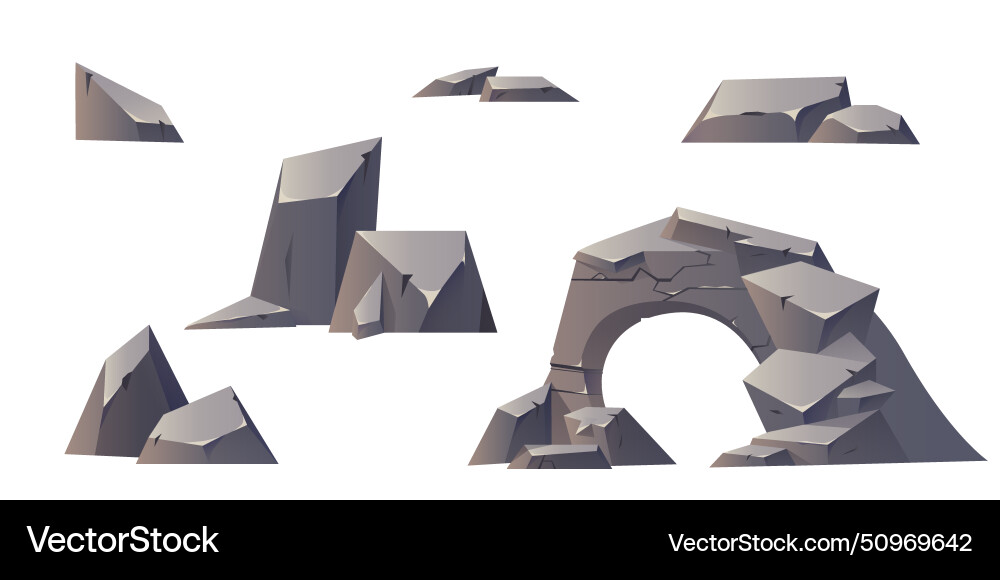 Rocky stones set isolated on white background Vector Image