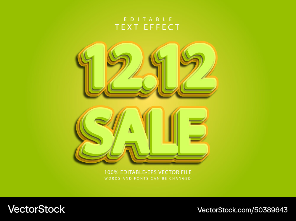 1212 sale editable text effect 3 dimension emboss Vector Image