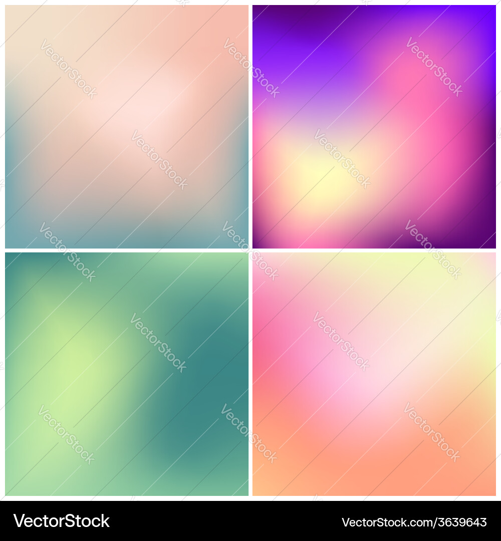 Blurred Gradient Backgrounds - Set of 4 Royalty Free Vector