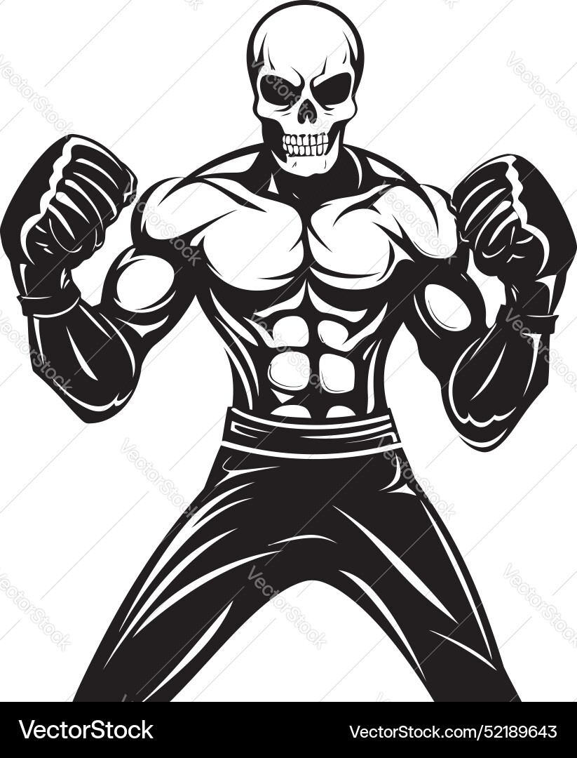 Bone breaker skeleton boxer black logo death Vector Image