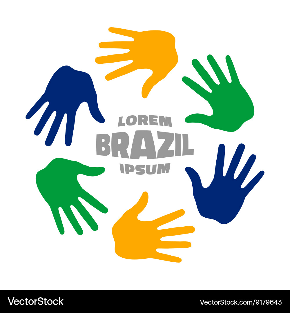 Colorful hand print icon using brazil flag colors Vector Image