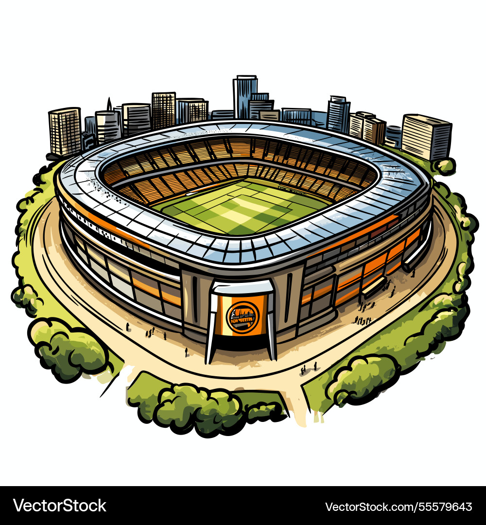 Comic hand-drawn of emirates stadium Royalty Free Vector