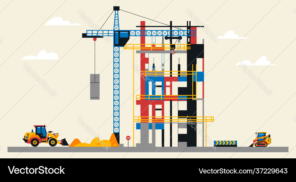 Construction site building under Royalty Free Vector Image
