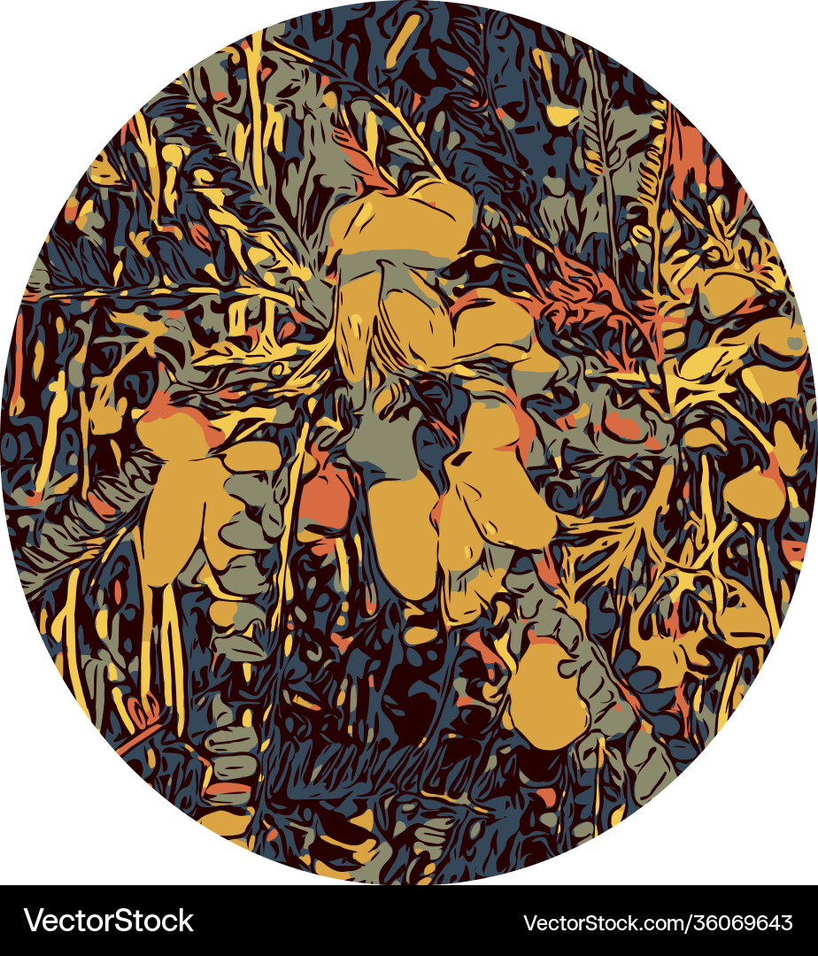 Blume kowhai Baum Farblinie Kunst oval Lizenzfreier Vektor