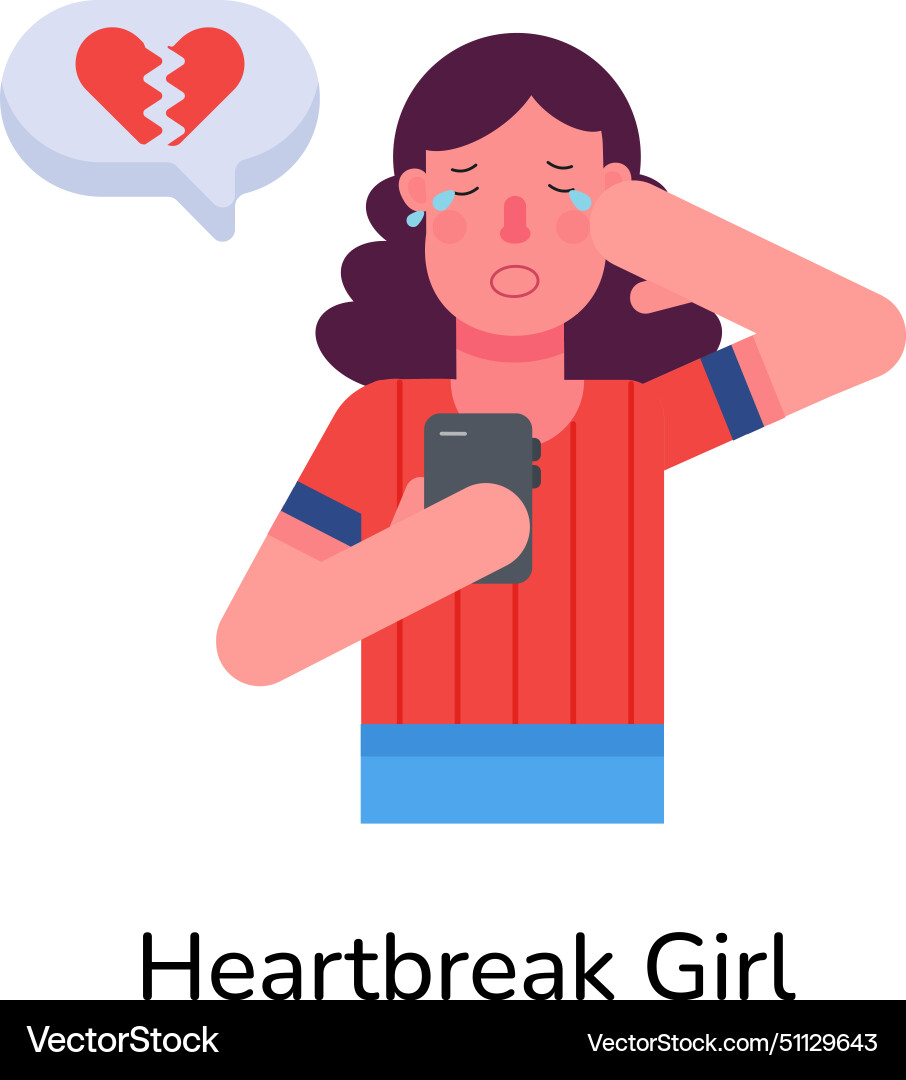 Heartbreak girl Royalty Free Vector Image - VectorStock