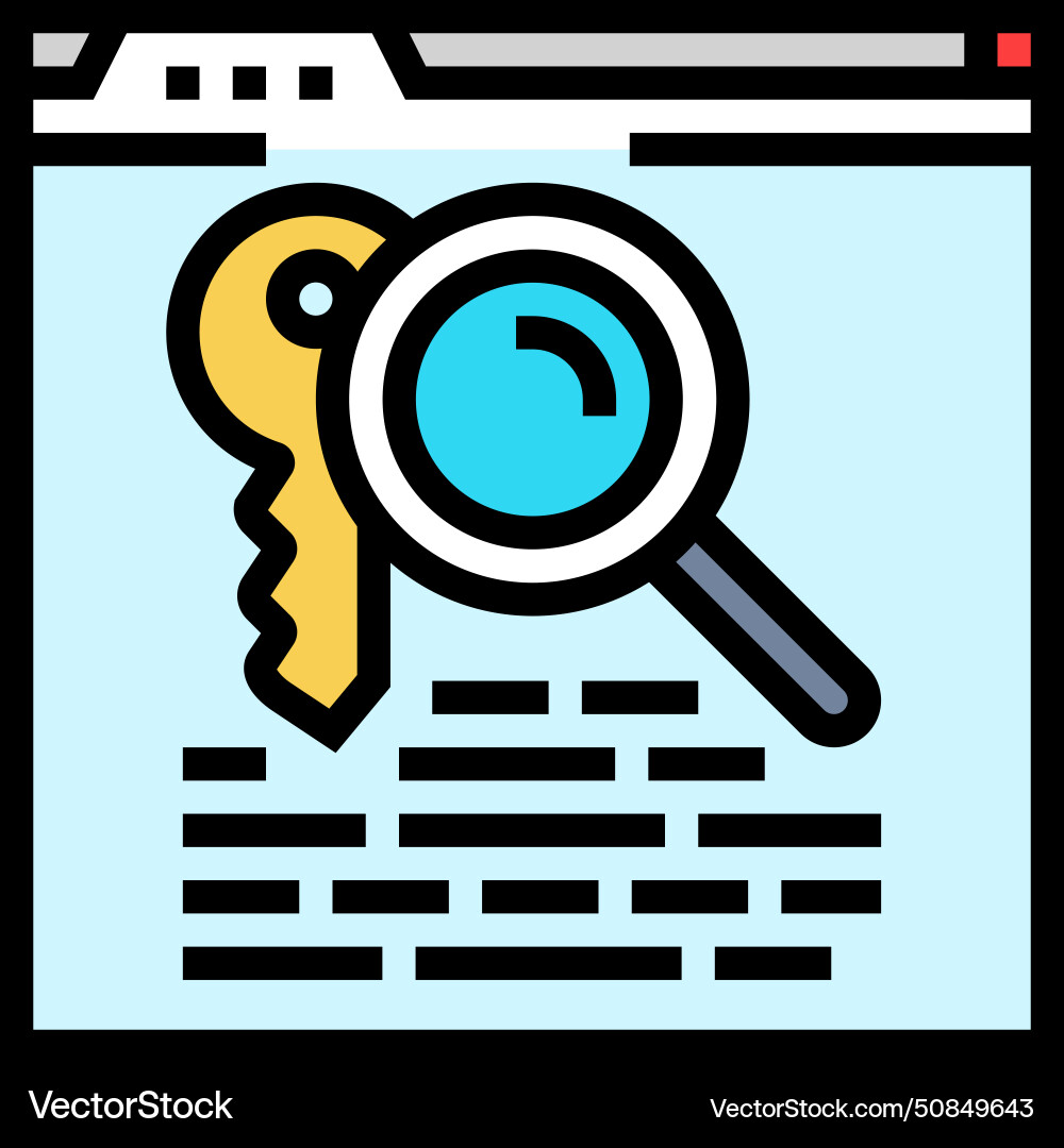 Keyword research seo color icon Royalty Free Vector Image