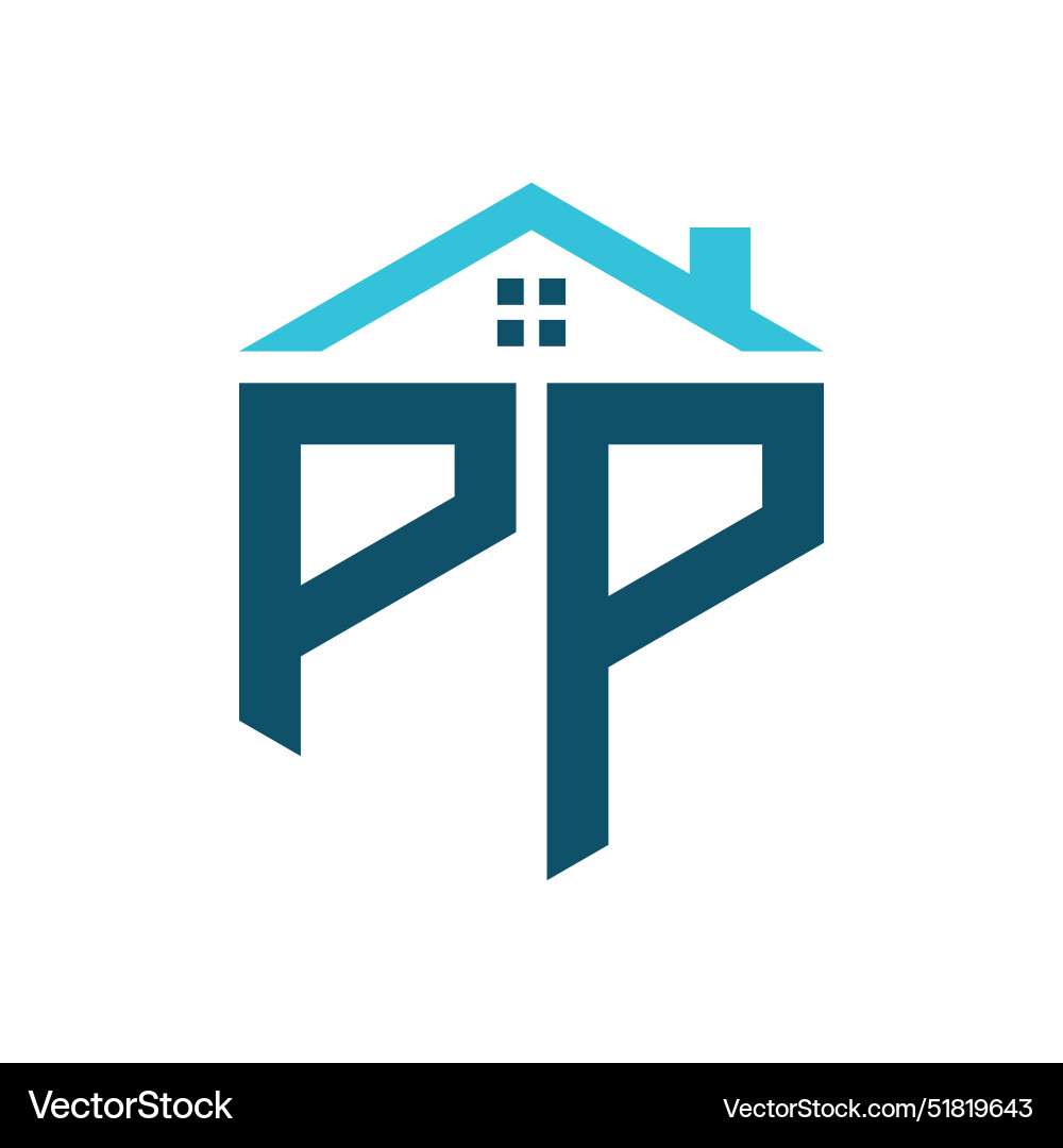 Pp house logo design template letter Royalty Free Vector