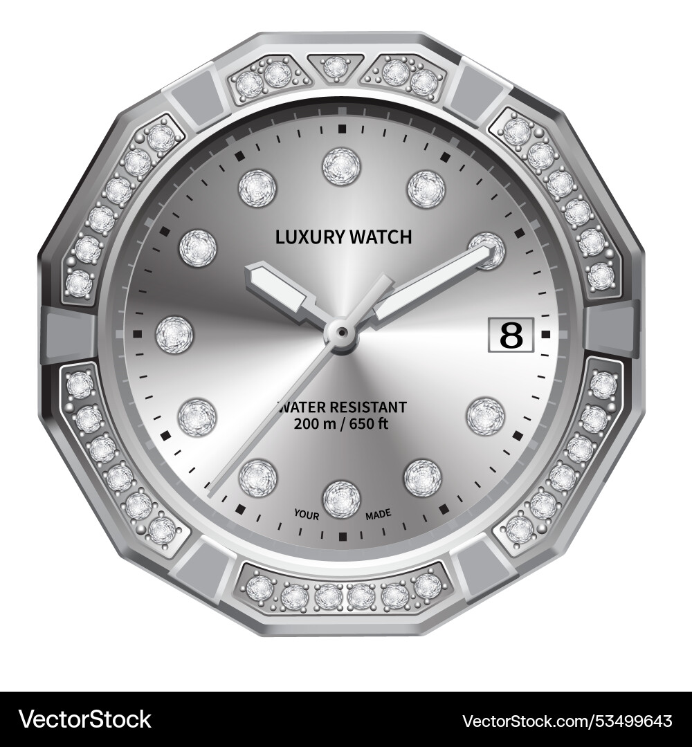 Realistic clock chronograph watch dashboard face Vector Image