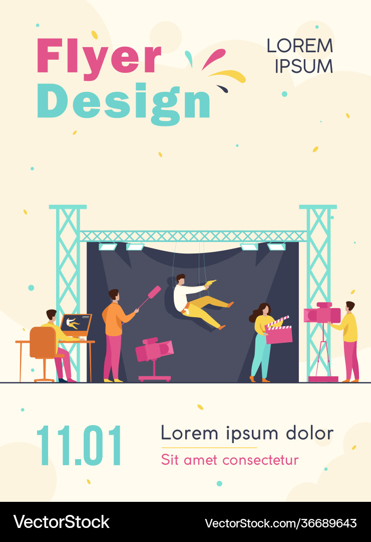 Shooting team filming action scene with stunt Vector Image