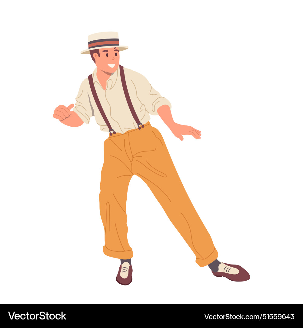 Young retro gentleman cartoon character dancing Vector Image