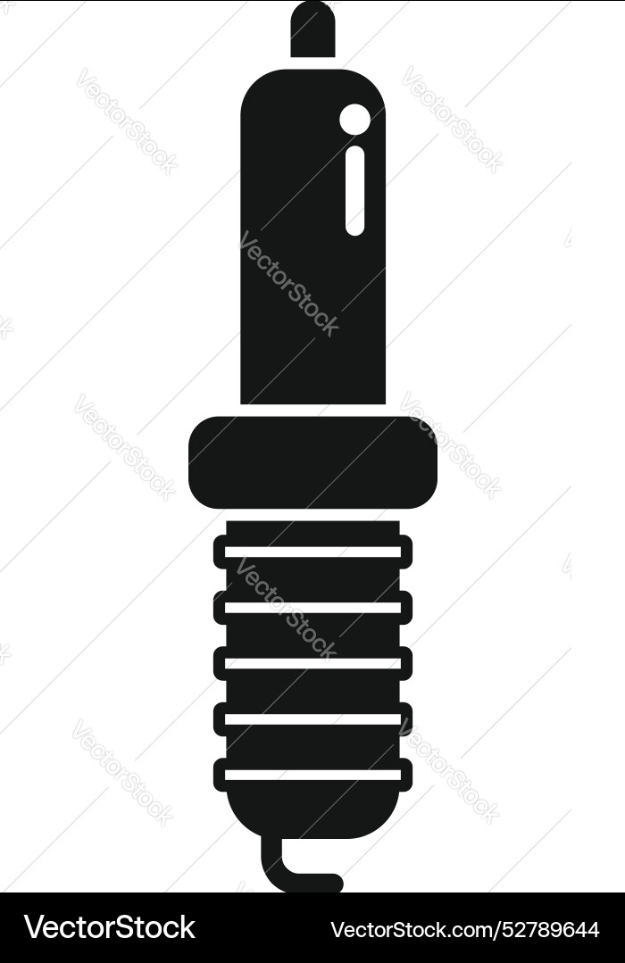 Black glyph style icon representing a spark plug Vector Image