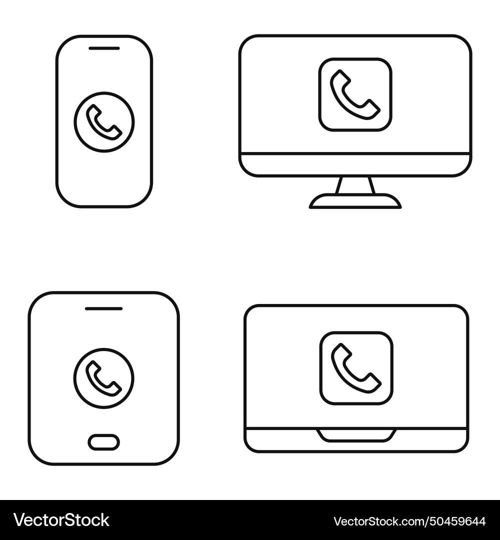 Call ring phone icon on pc laptop smartphone Vector Image