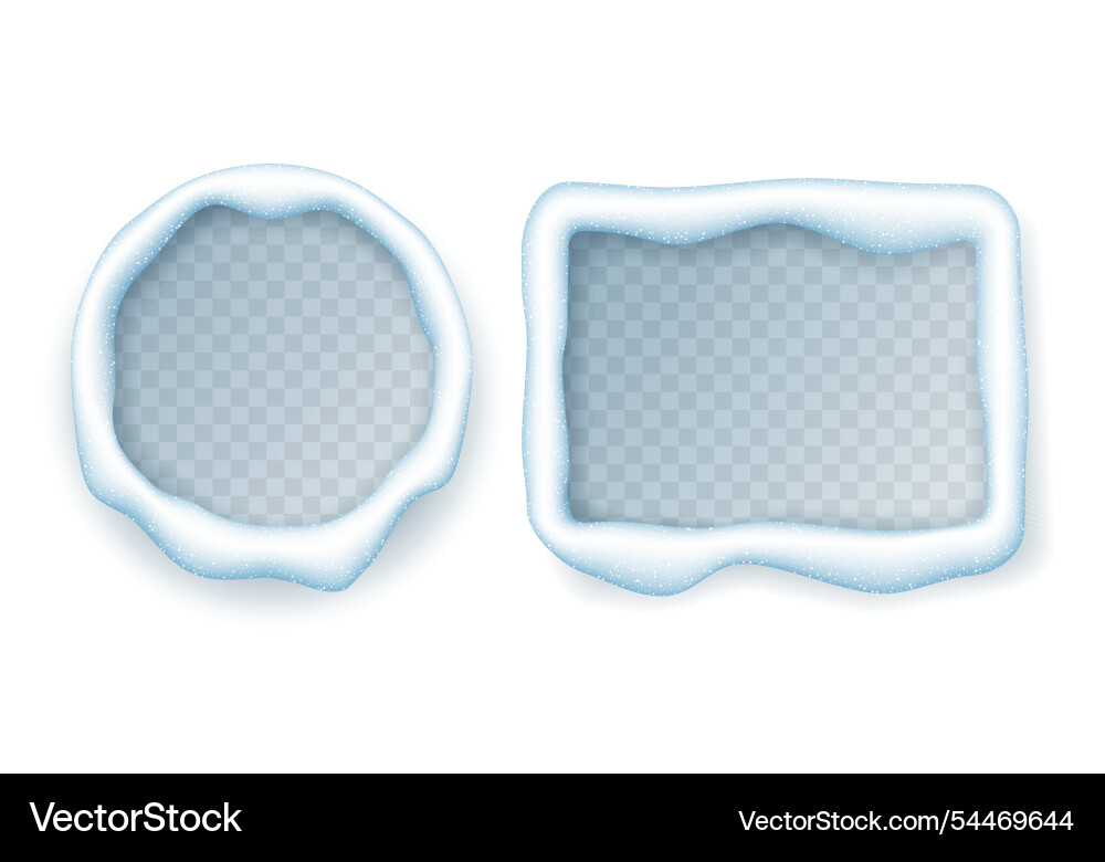 Collection of round and square snow frames 3d Vector Image