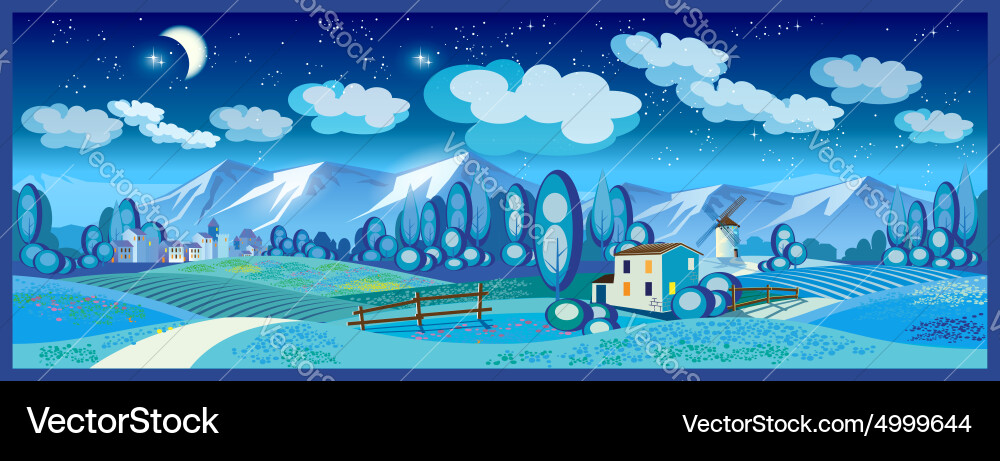 Countryside at night Royalty Free Vector Image