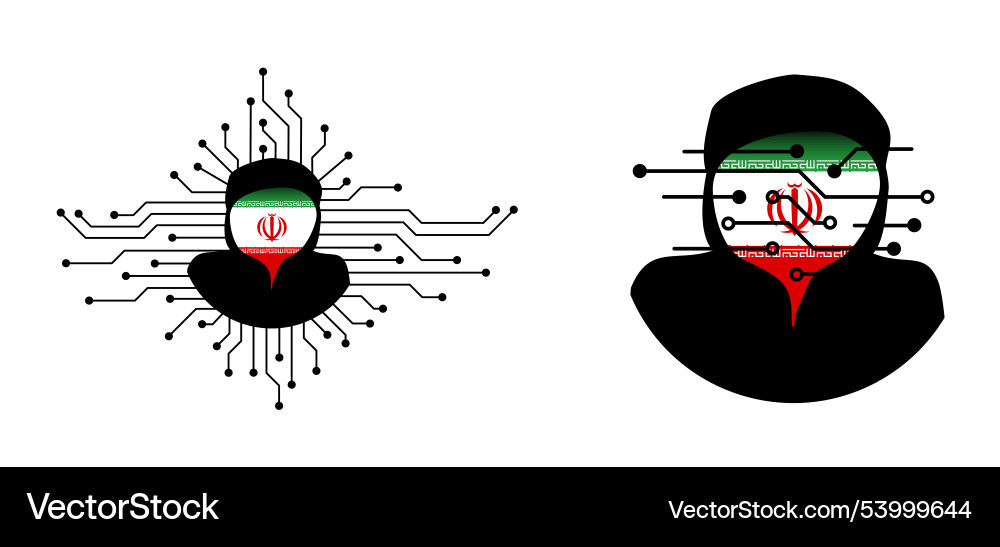Criminals mask stealing data iran conflict Vector Image