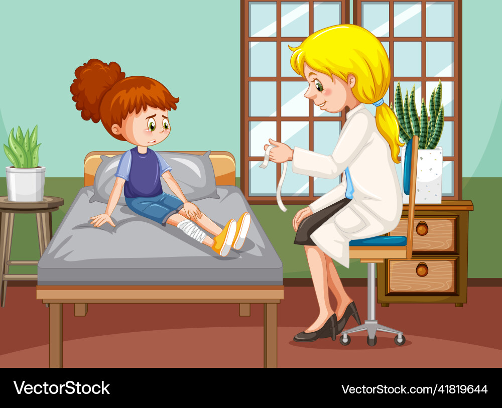 Doctor checking for injuries Royalty Free Vector Image