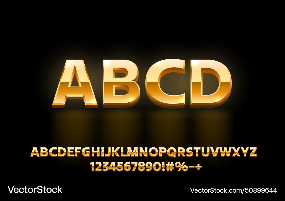Gold font set collection letters and numbers Vector Image