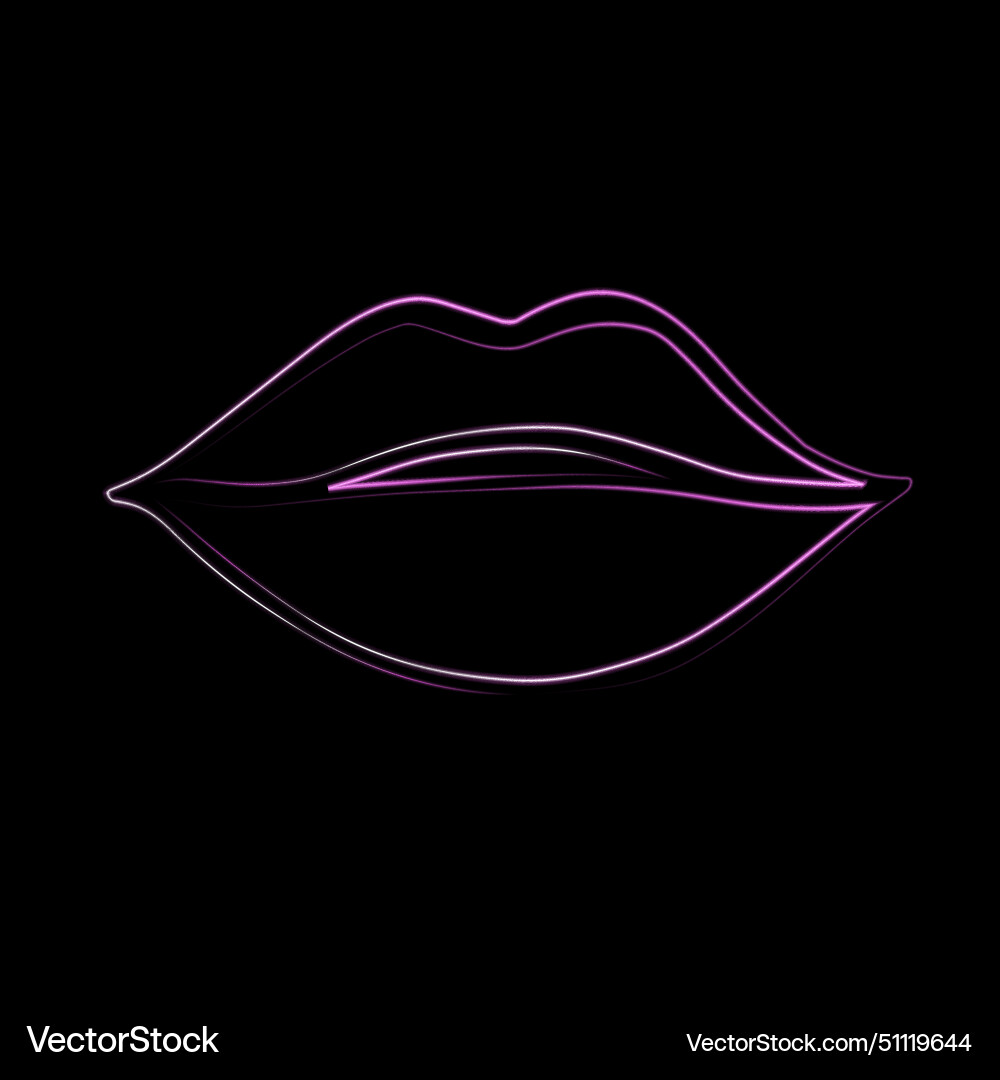 Human lips with neon effect Royalty Free Vector Image