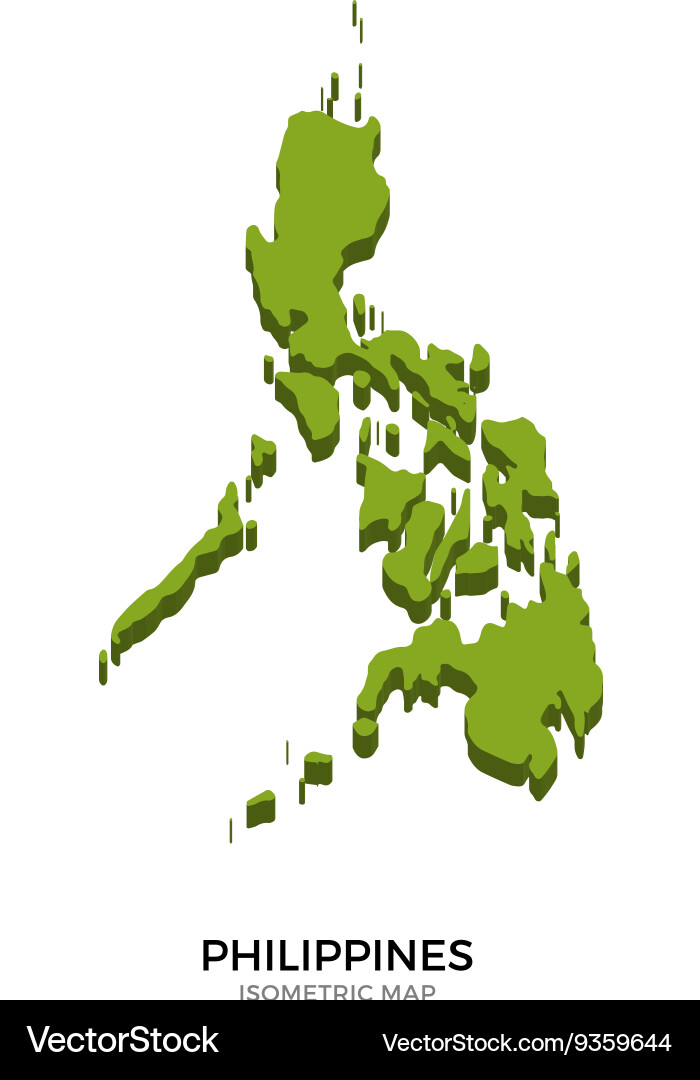 Isometric map of philippines detailed Royalty Free Vector