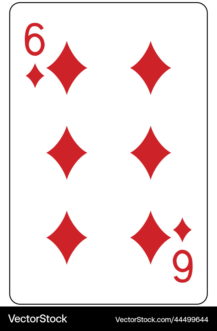 Six of diamonds Royalty Free Vector Image - VectorStock