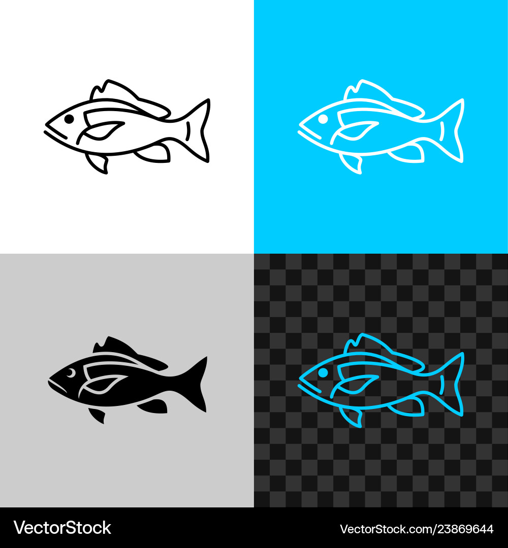 Snapper fish line icon common outline Royalty Free Vector