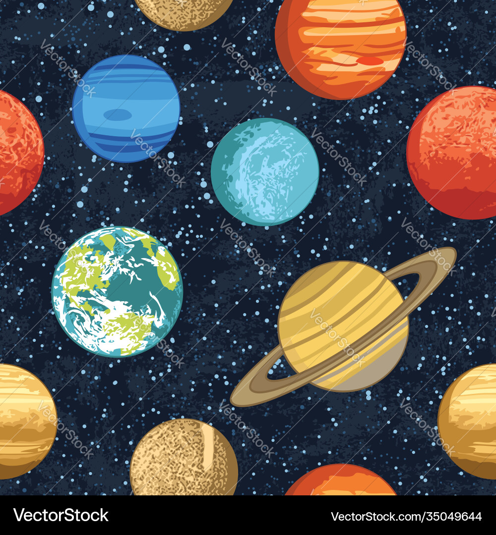 Solar System Planets Pattern Royalty Free Vector Image