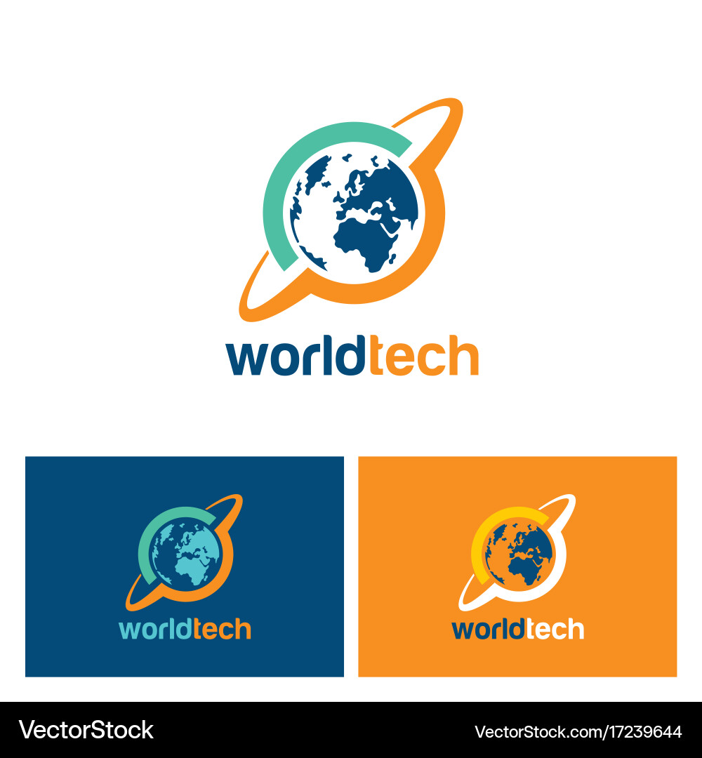 World technology logo Royalty Free Vector Image