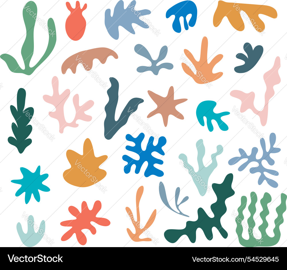 Abstract organic shapes cartoon plants Royalty Free Vector