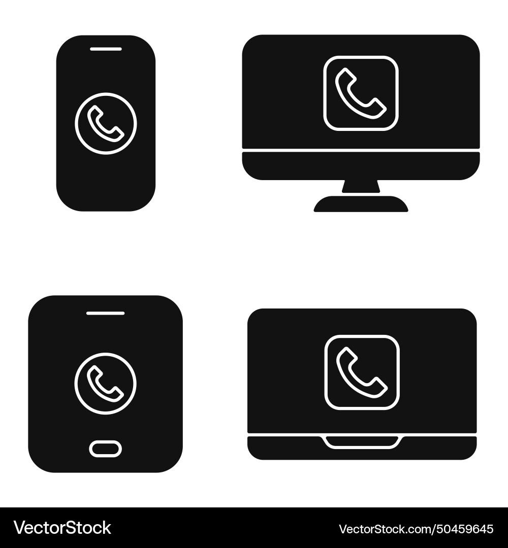 Call ring phone icon on pc laptop smartphone Vector Image